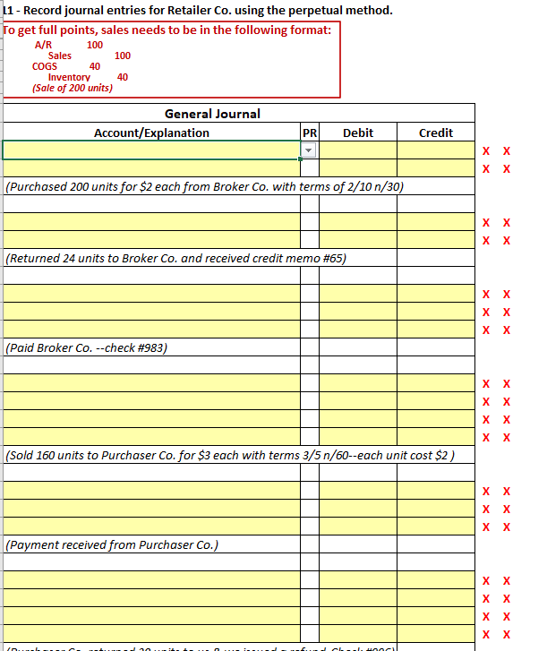 I1 - Record journal entries for Retailer Co. using | Chegg.com