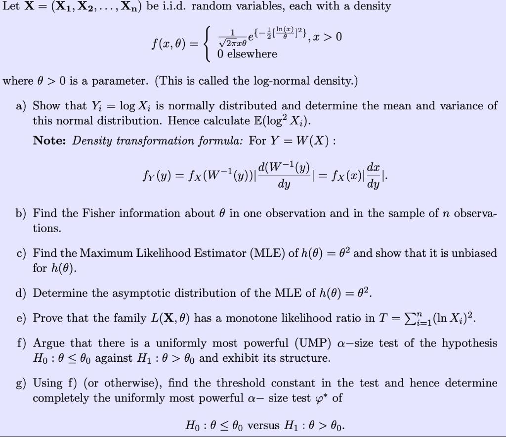 Solved Let X = (X1, X2, ..., Xn) be i.i.d. random variables, | Chegg.com