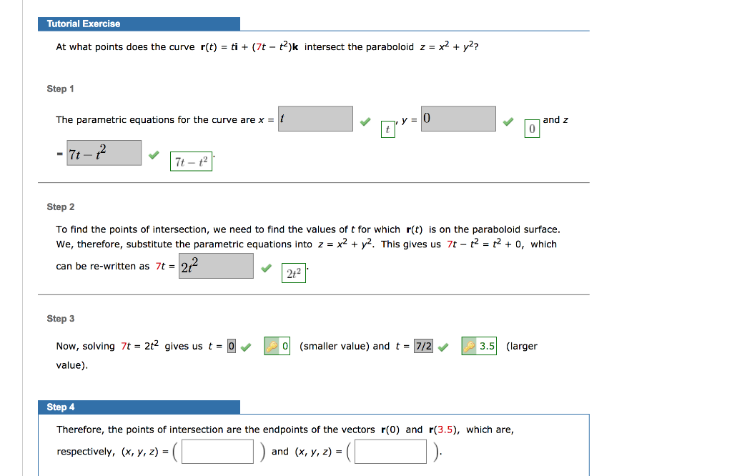 Solved Tutorial Exercise At what points does the curve r(t) | Chegg.com