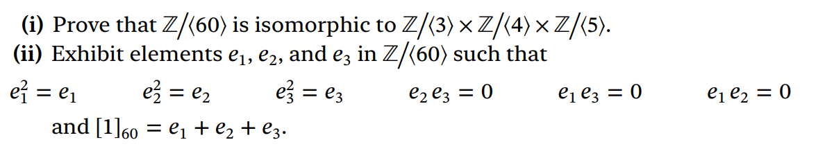 Solved (i) Prove that Z/ 60 is isomorphic to | Chegg.com