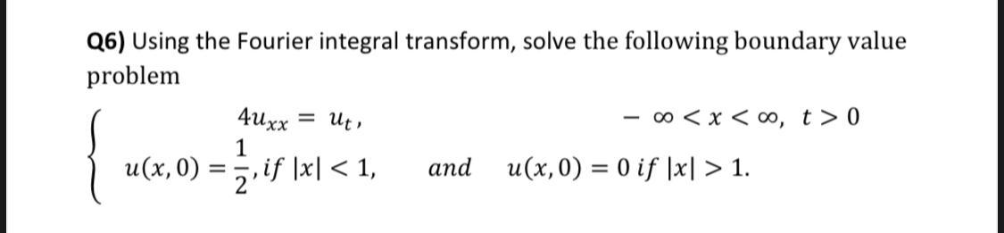 Solved Q6) Using the Fourier integral transform, solve the | Chegg.com