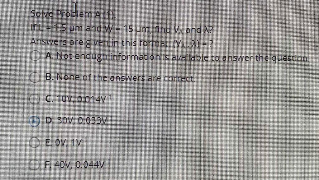 Solved Problem A 10 Points An Nmos Transistor Is