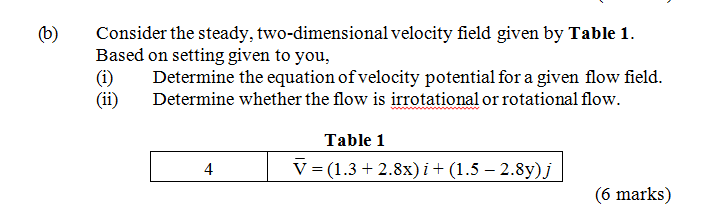 Solved (b) Consider the steady, two-dimensional velocity | Chegg.com