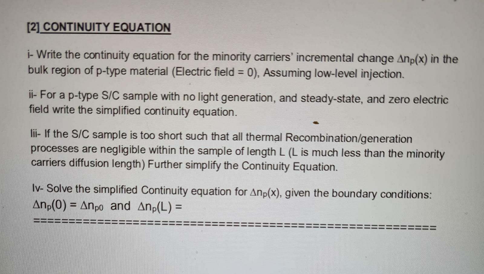 Solved [2] CONTINUITY EQUATION i-Write the continuity | Chegg.com
