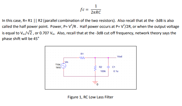 Solved This is a simple RC low pass filter. Calculate the | Chegg.com