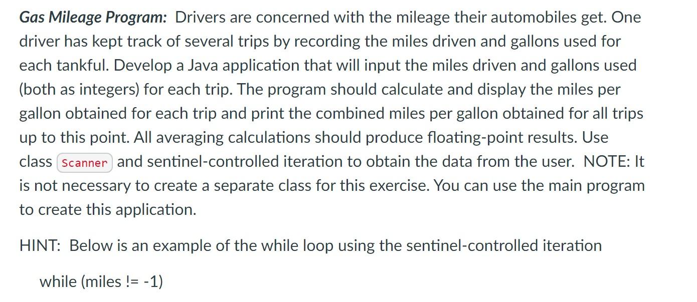 Solved Gas Mileage Program: Drivers are concerned with the | Chegg.com