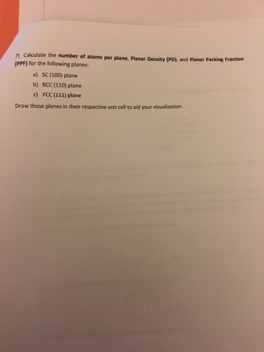 Solved n Calculate the number of atoms per plane, Planar | Chegg.com