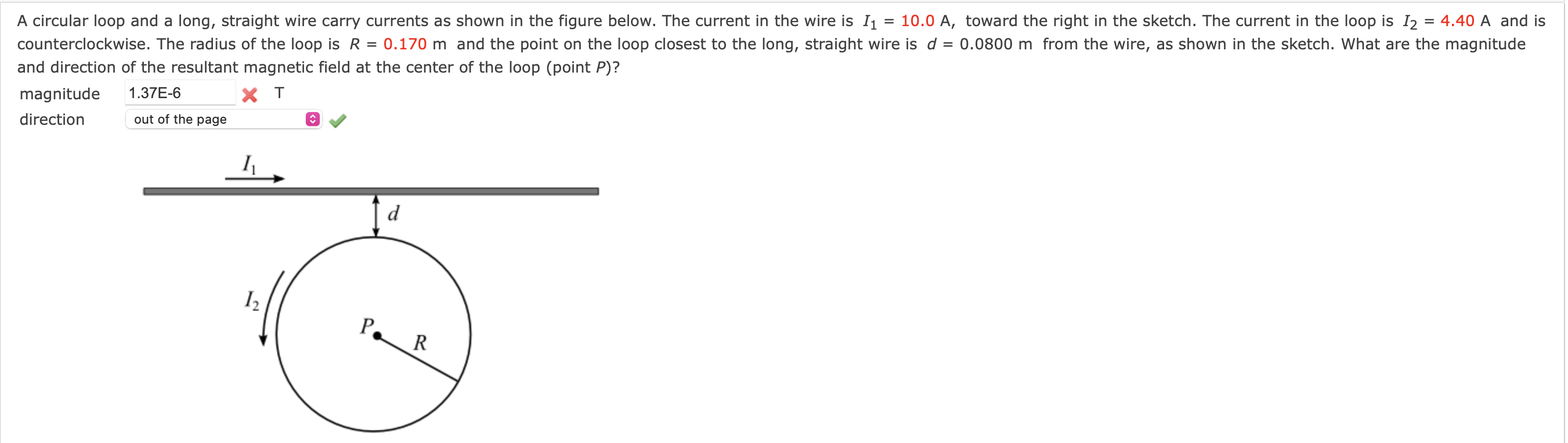 Solved A circular loop and a long, straight wire carry | Chegg.com