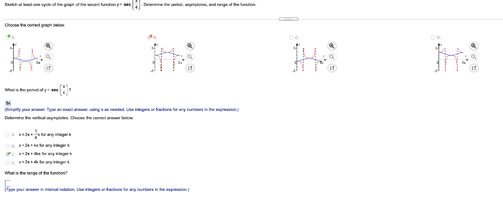 Solved Skelch at least one cycle of the graph of the secant | Chegg.com