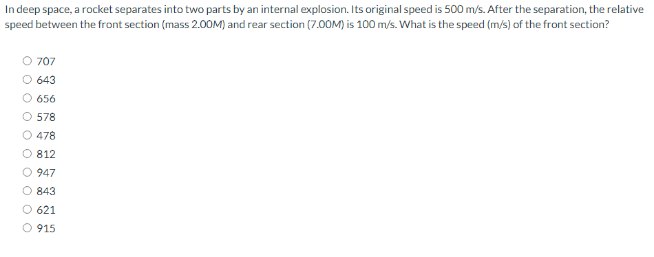 Solved In deep space, a rocket separates into two parts by | Chegg.com