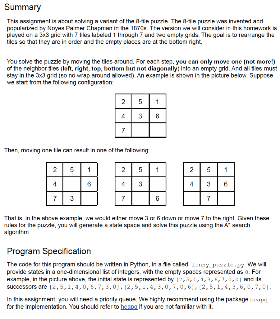 Solved Summary This assignment is about solving a variant of | Chegg.com