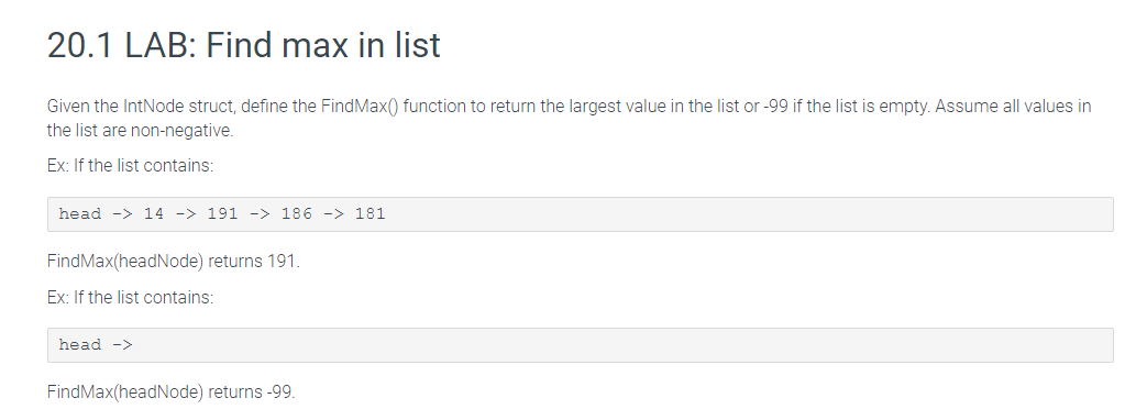 Solved 201 Lab Find Max In Listgiven The Intnode Struct 