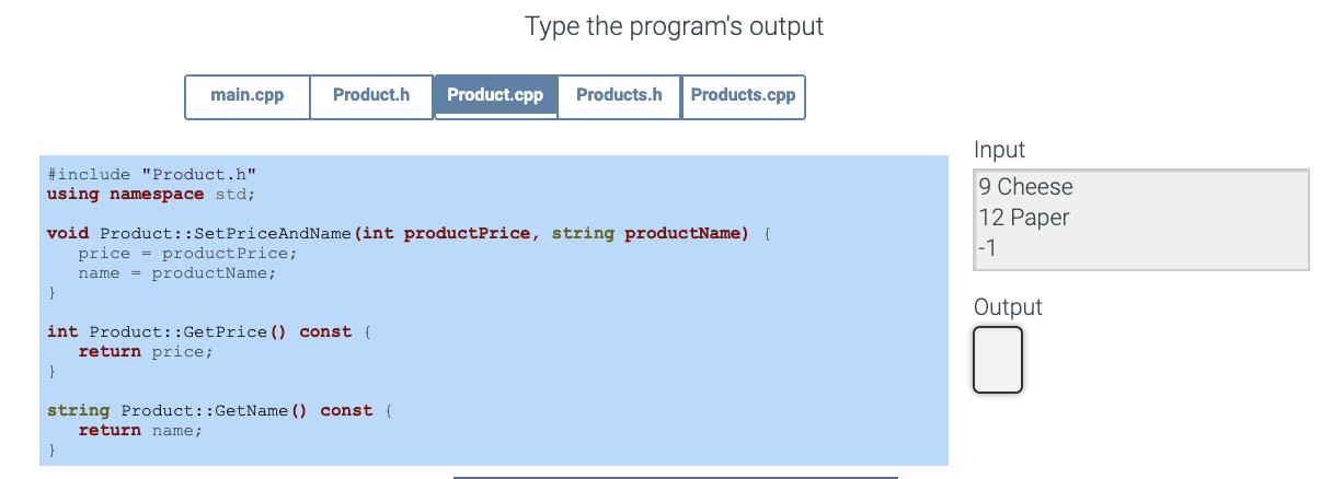 Solved Type the program's output main.cpp Product.h | Chegg.com