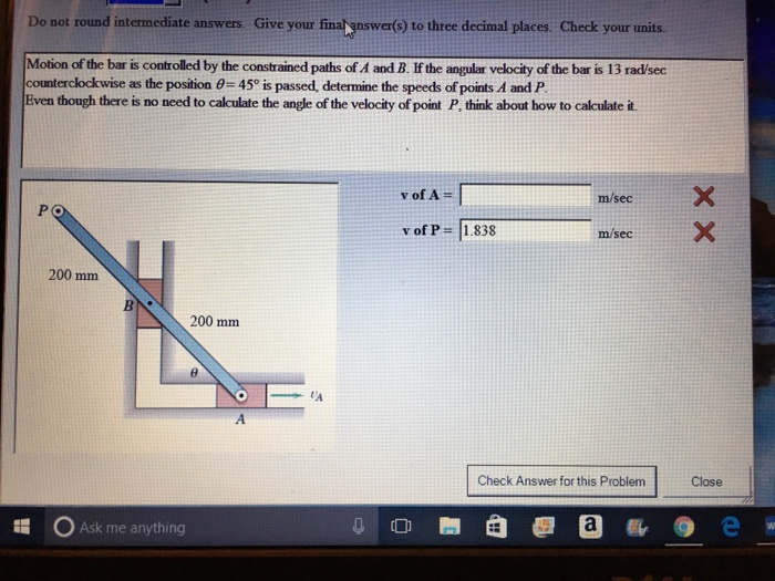 Solved Motion of the bar is controlled by the constrained | Chegg.com