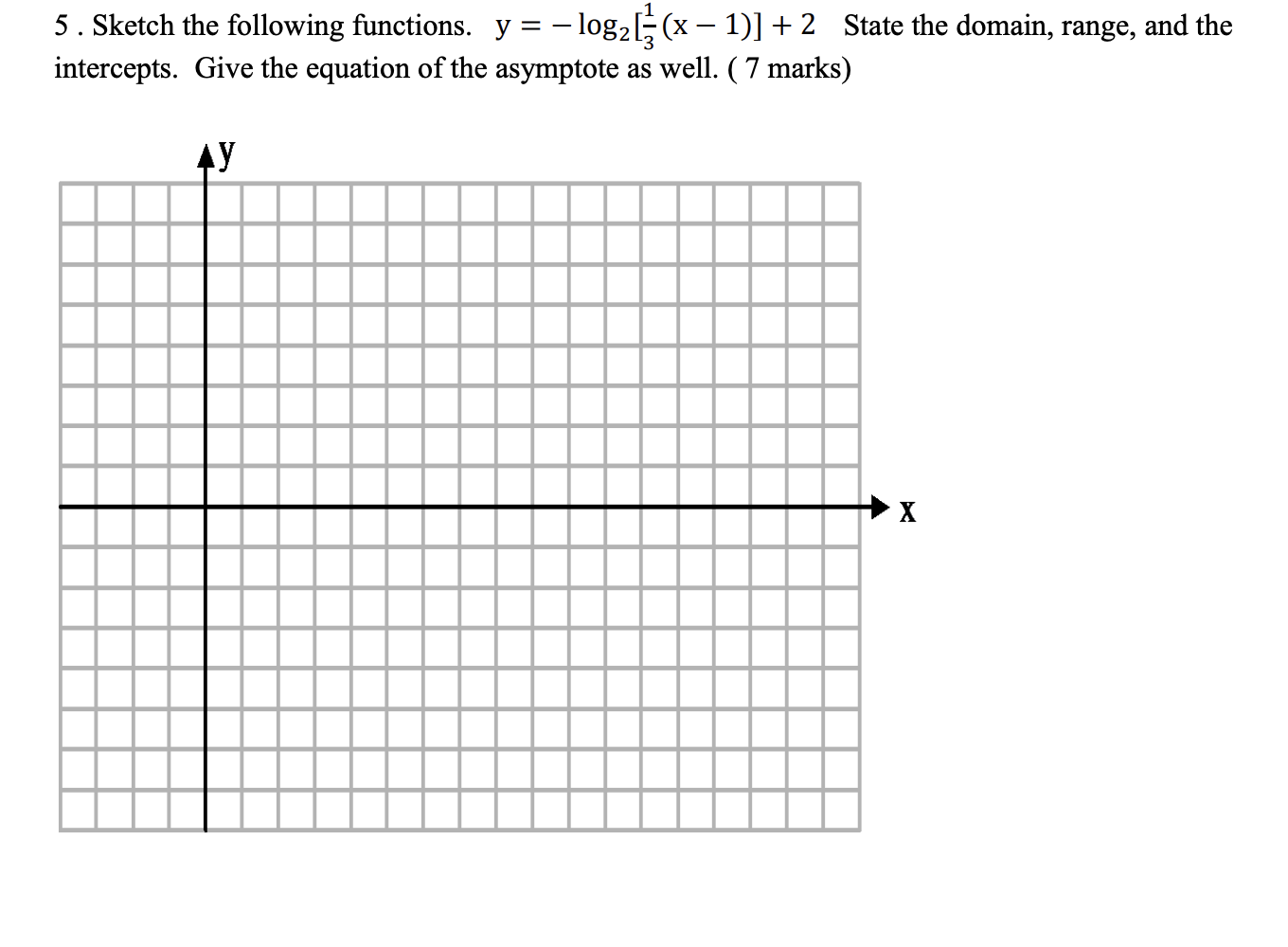 Solved Sketch the following functions. y=-log2[13(x-1)]+2 | Chegg.com