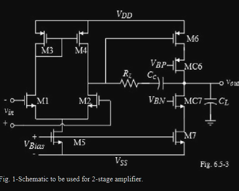 Fig. 1-Schematic to be used for 2-stage amplifier. | Chegg.com
