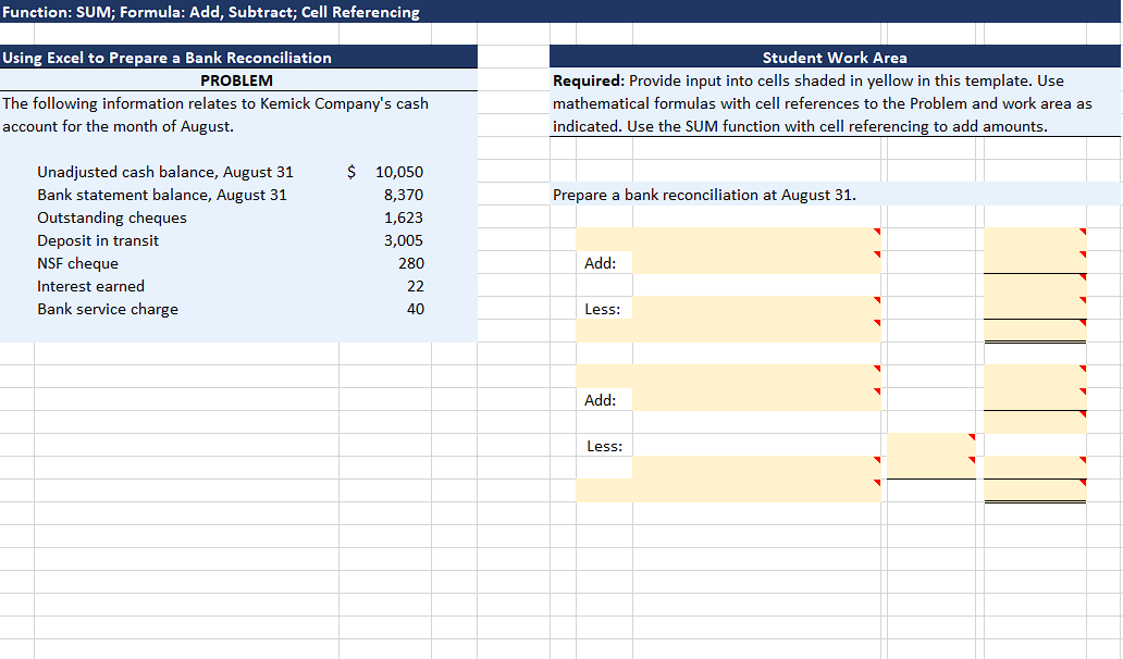 Solved Function Sum Formula Add Subtract Cell 3562