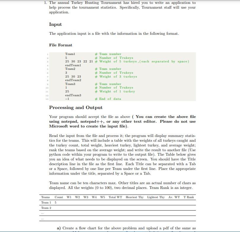 1. The annual Turkey Hunting Tournament has hired you | Chegg.com