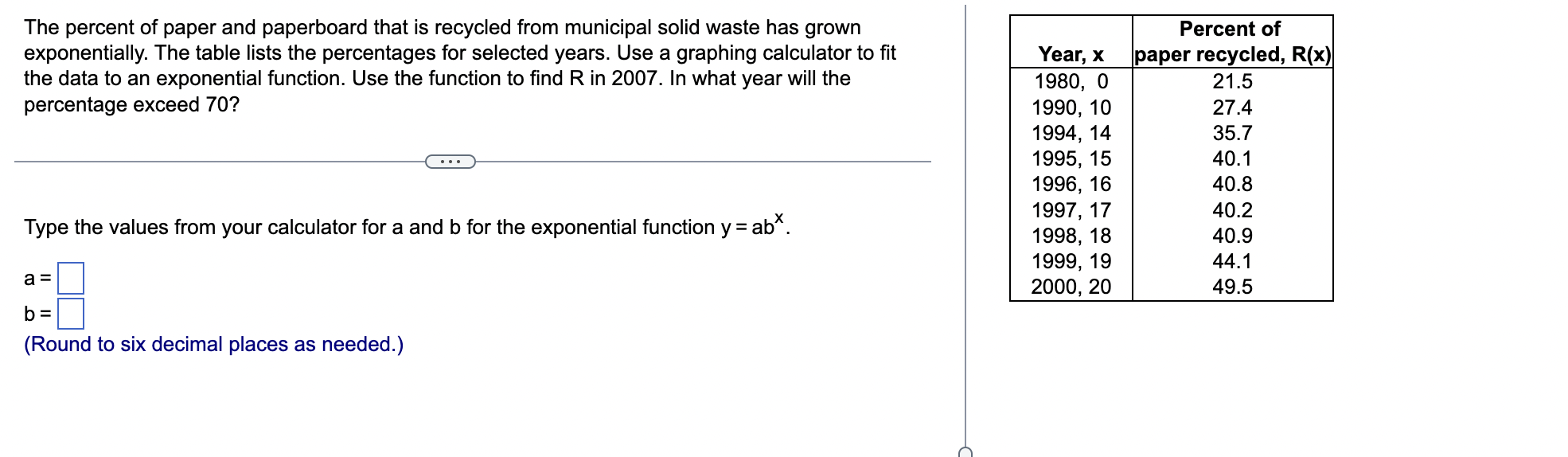 Solved The percent of paper and paperboard that is recycled | Chegg.com