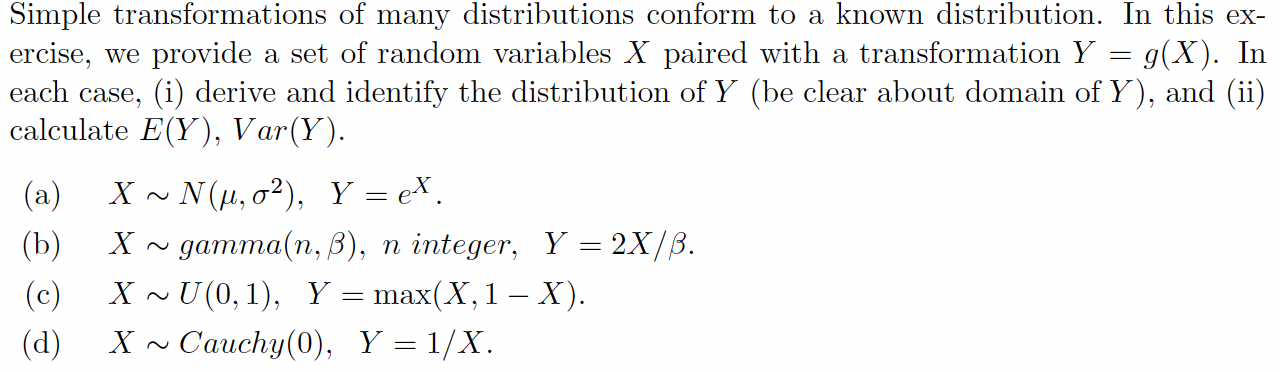 Solved Simple transformations of many distributions conform | Chegg.com