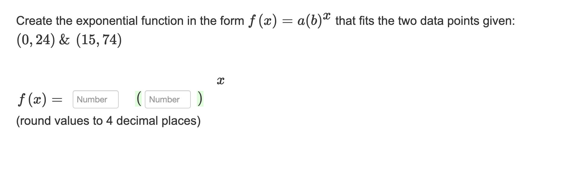 Solved Create the exponential function in the form | Chegg.com