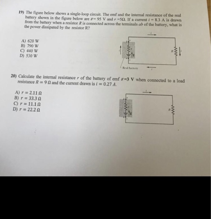 Solved figure below shows a single-loop circuit. The emf and | Chegg.com