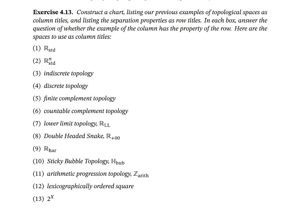 Solved Exercise 4.13. Construct a chart, listing our | Chegg.com