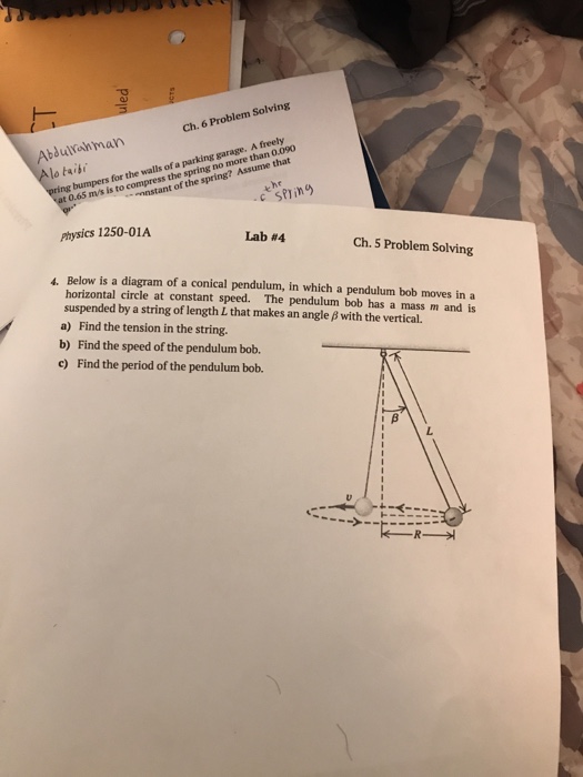 Solved Physics 1250-01A Lab #4 Ch. 5 Problem Solving Name: | Chegg.com