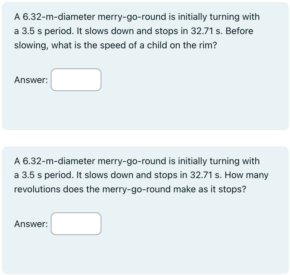 Solved A 6.32-m-diameter merry-go-round is initially turning | Chegg.com