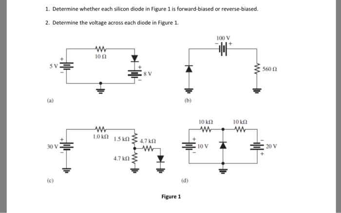 Solved 1. Determine whether each silicon diode in Figure 1 | Chegg.com