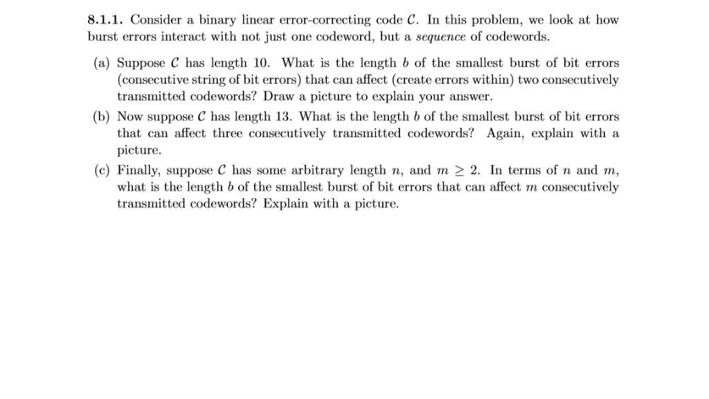 811 Consider A Binary Linear Error Correcting Code 4006