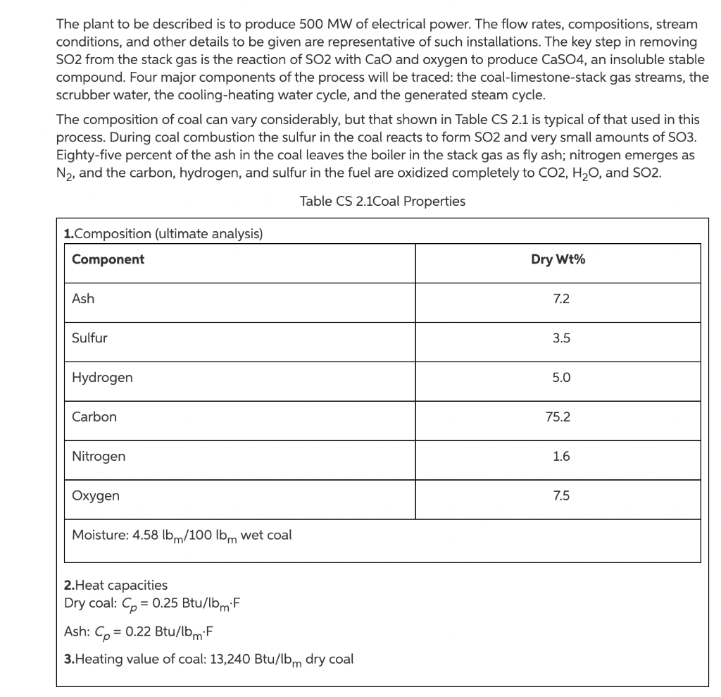 Solved The plant to be described is to produce 500 MW of | Chegg.com