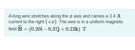 Solved code class="asciimath">A long wire stretches along | Chegg.com