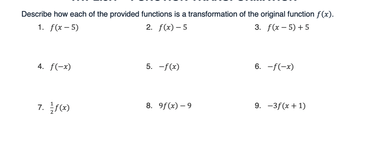 Solved Describe how each of the provided functions is a | Chegg.com