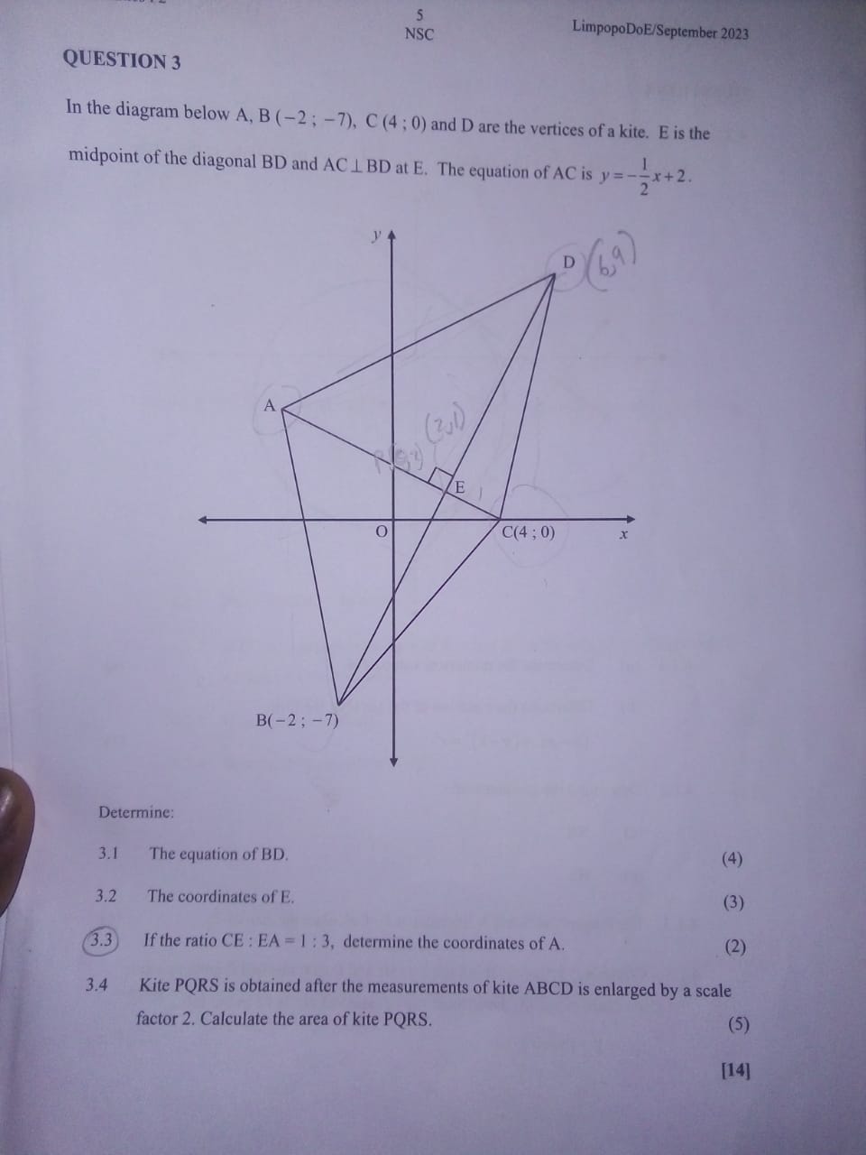 Solved In the diagram below A,B(−2;−7),C(4;0) and D are the | Chegg.com