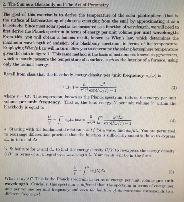 Solved 2. The Sun as a Blackbody and The Art of Pyrometry | Chegg.com