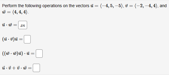 Solved Perform the following operations on the vectors | Chegg.com