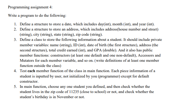 Solved Programming assignment 4: Write a program to do the | Chegg.com