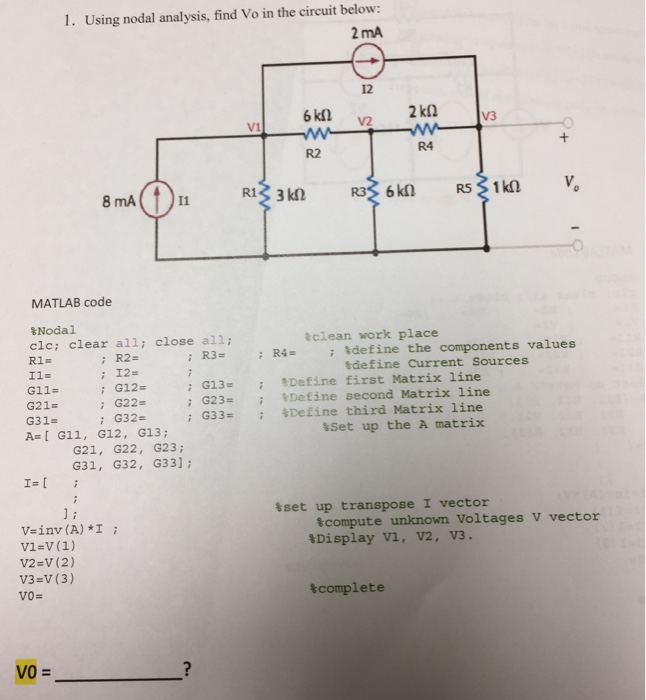 Solved Using nodal analysis, find Vo in the circuit below: | Chegg.com