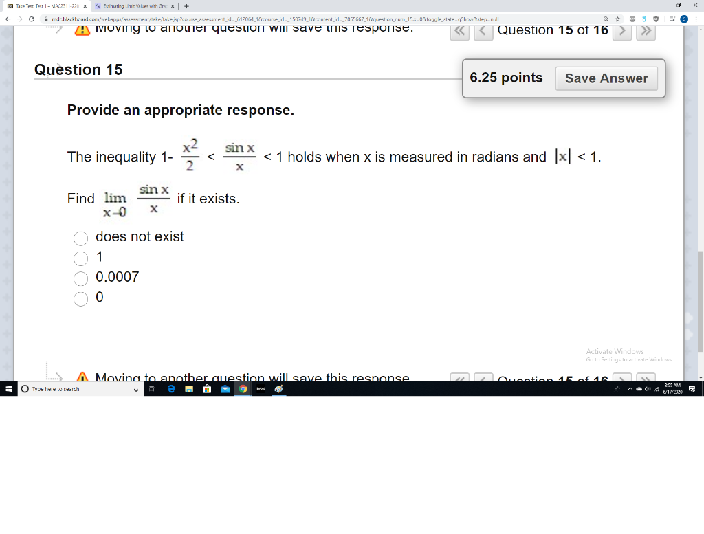 Solved Take Teet: Trt1 - MAC2311-20 imating Limir Valam with | Chegg.com