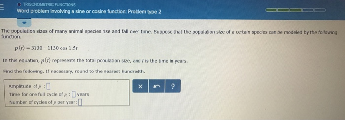Solved Word problem involving a sine or cosine function: | Chegg.com