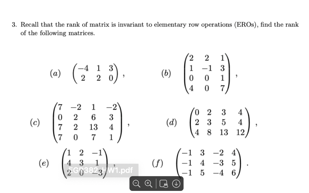 Solved 3. Recall that the rank of matrix is invariant to | Chegg.com