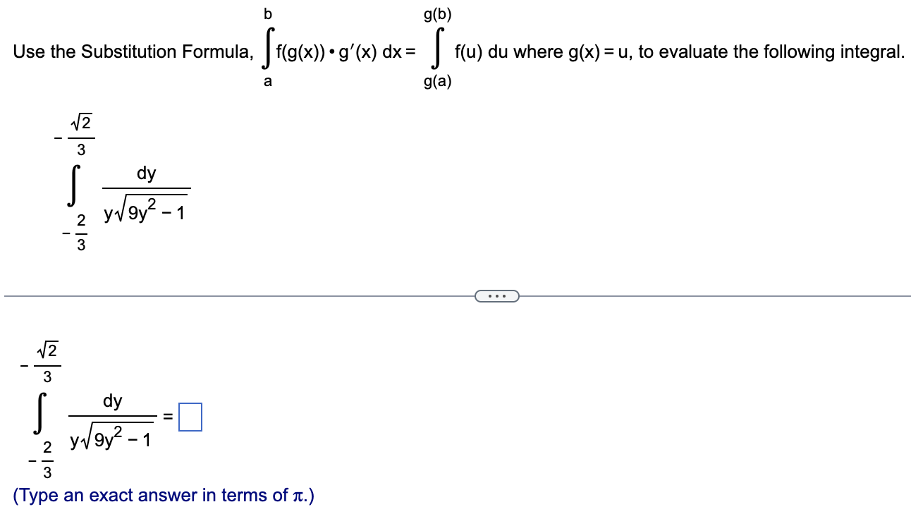 Solved Use the Substitution Formula, | Chegg.com