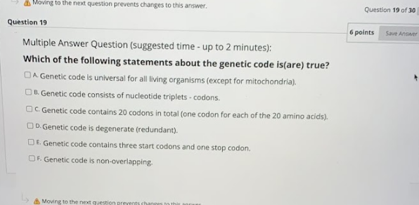 Solved Which of the following statements about the genetic | Chegg.com