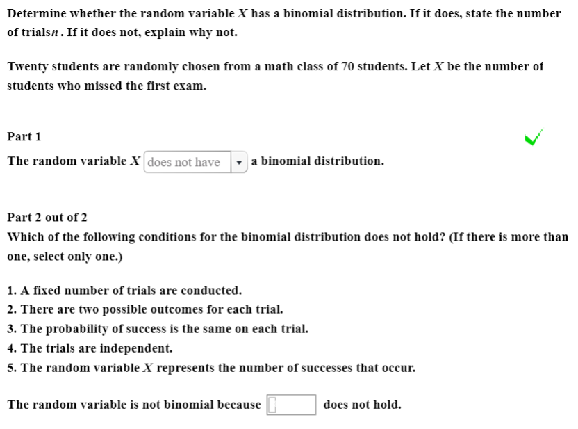 Solved Determine whether the random variable X has a | Chegg.com
