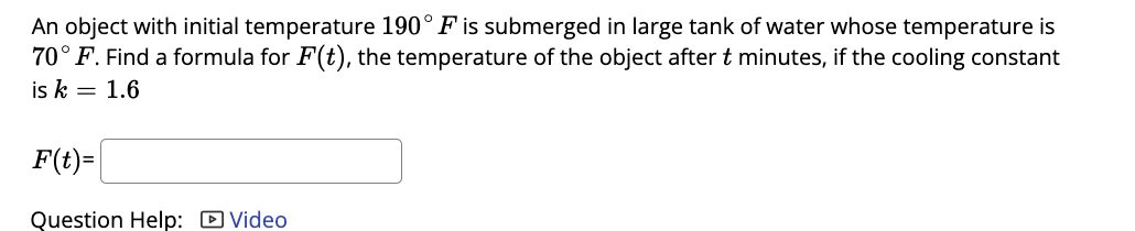 An object with initial temperature 190°F is submerged | Chegg.com