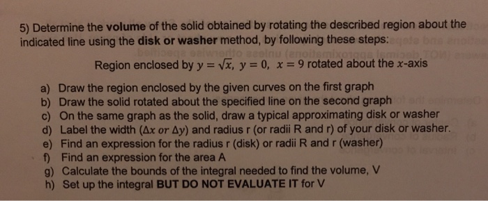 Solved Determine the volume of the solid obtained by | Chegg.com