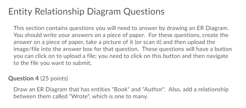 Solved Entity Relationship Diagram Questions This section | Chegg.com