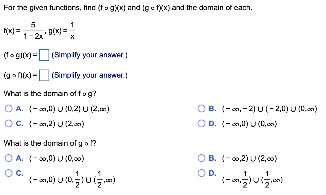 Solved For the given functions, find (fog)(x) and (g of)(x) | Chegg.com
