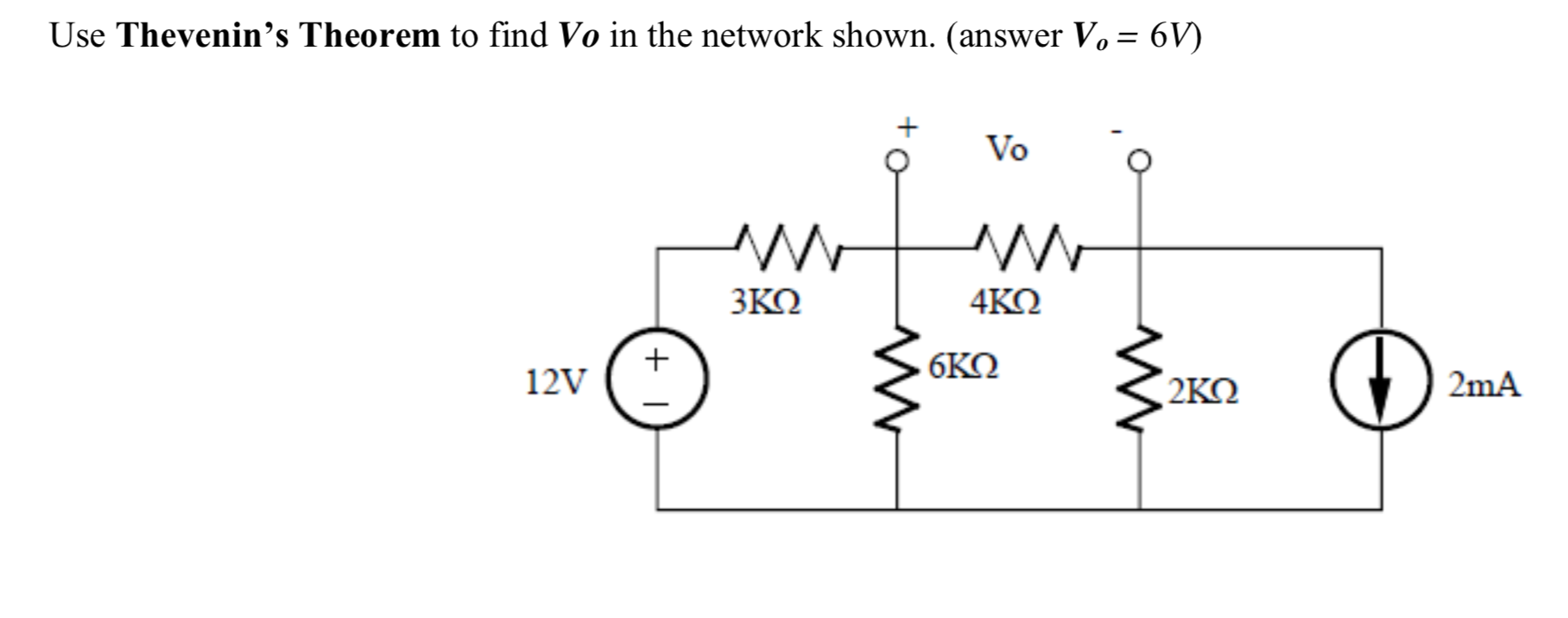 Solved Use Thevenin’s Theorem to find Vo in the network | Chegg.com